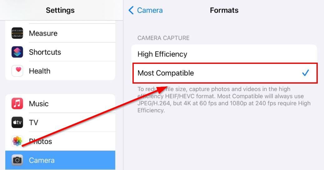Changing Photo Format for iPad